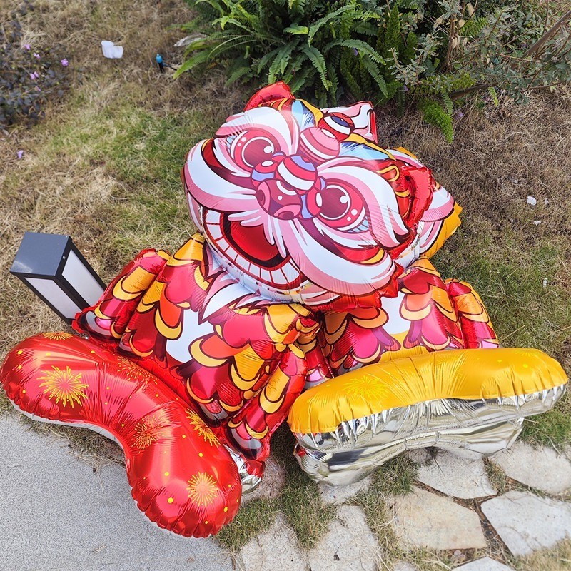 Chinese Lunar New Year Large Standing God of Wealth Lion Balloon Spring ...