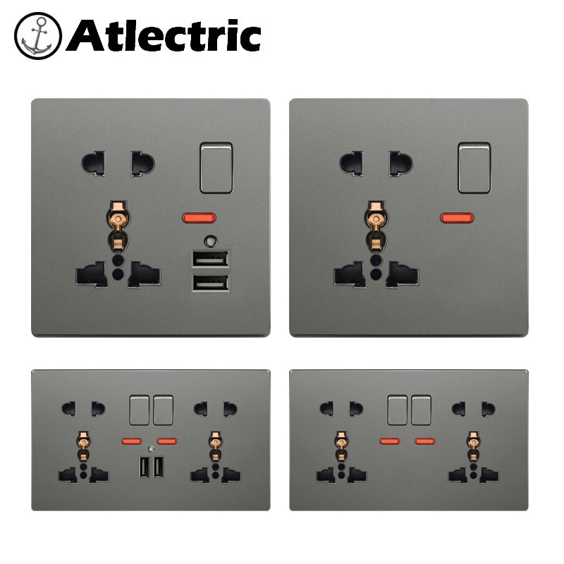 in stock Atlectric Universal Socket 5 Hole Pole 2 Pins 3 Pin USB ...