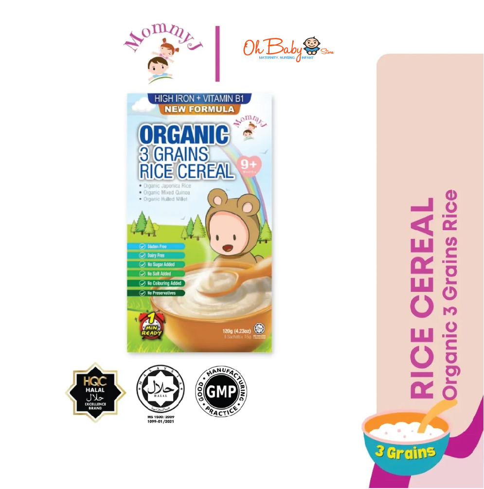 MommyJ Organic Rice Cereal Japonica 6+ Months / 3 Grains 9+ Months (120g) | Shopee Malaysia