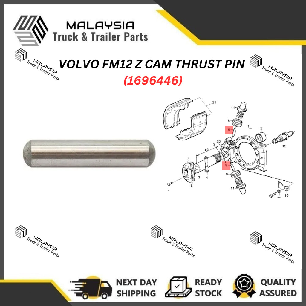 VOLVO FL10 FM12 Z CAM THRUST PIN (1696446) LORI TRUCK TRAILER AKSESORI ...