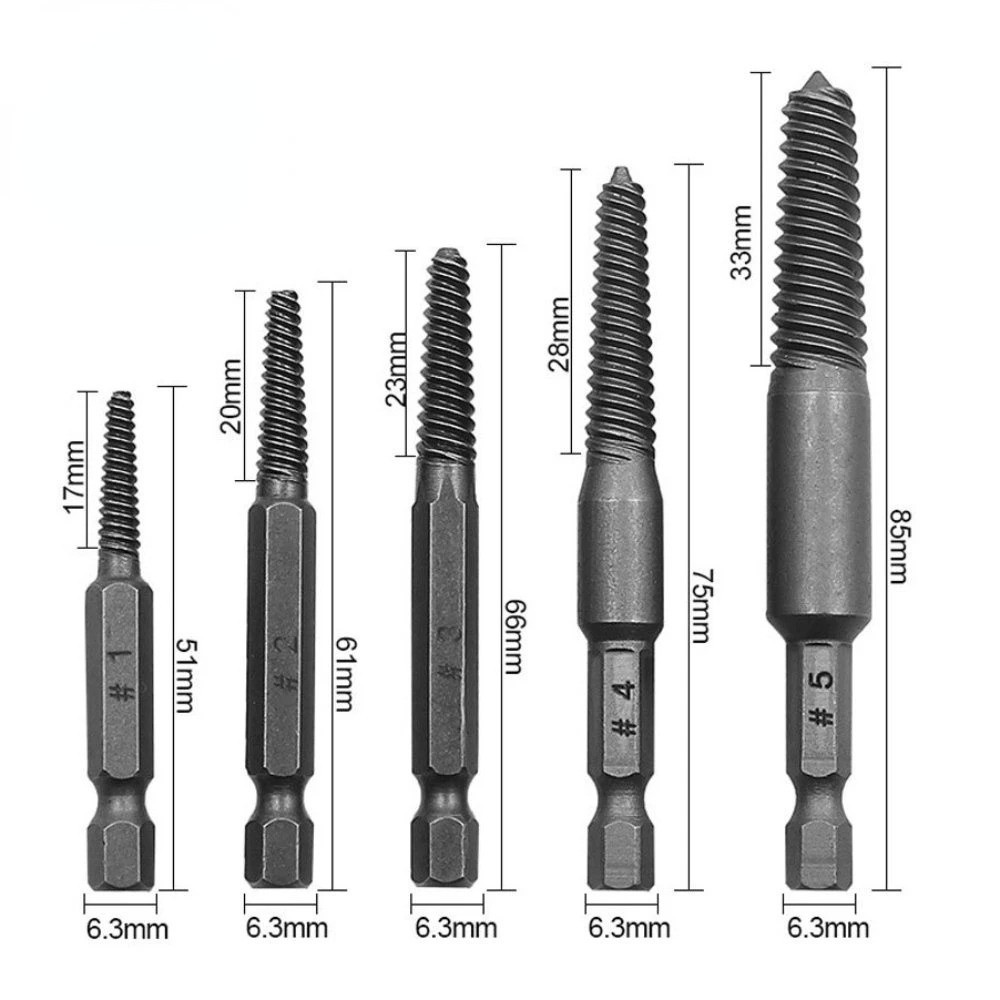 10pc Hexagonal Shank Broken Head Screw Extractor Screw Broken Head ...
