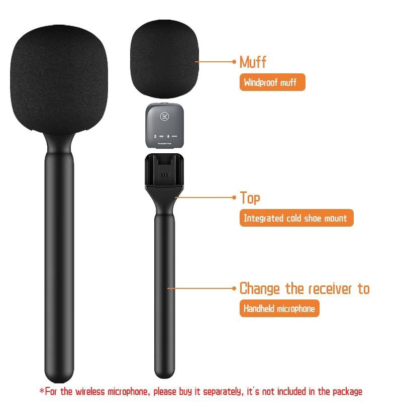 Lavalier Microphone Handheld Grip Stick with Windproof Sponge for ...