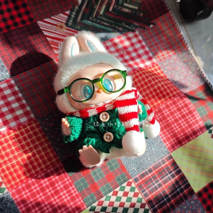 Labubu Outfit For 15cm Labubu Clothes Green Button Sweater Dark Green ...