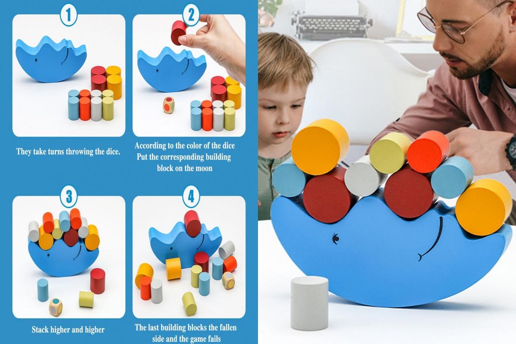 [SYS] Wooden Block Stacking Game Kids Stacking Tower Toy Fun Moon ...