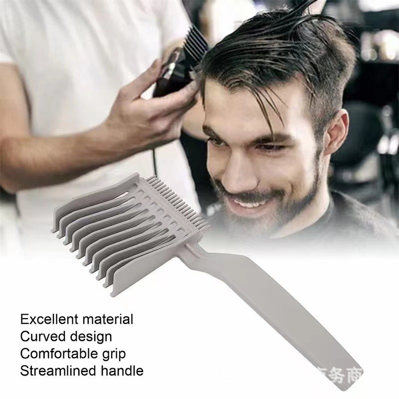 Barber fade Combs Men's Long Handle Clipper Comb Haircut Comb Men's Gradient Styling Push Side ...