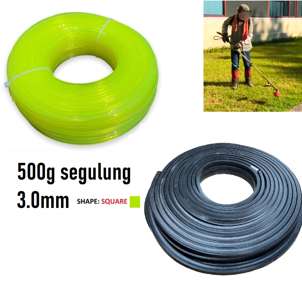 500G BRUSH CUTTER NYLON TRIMMER LINE 3.0MM TALI MESIN RUMPUT HEAVY DUTY / NYLON GRASS TRIMMER ...