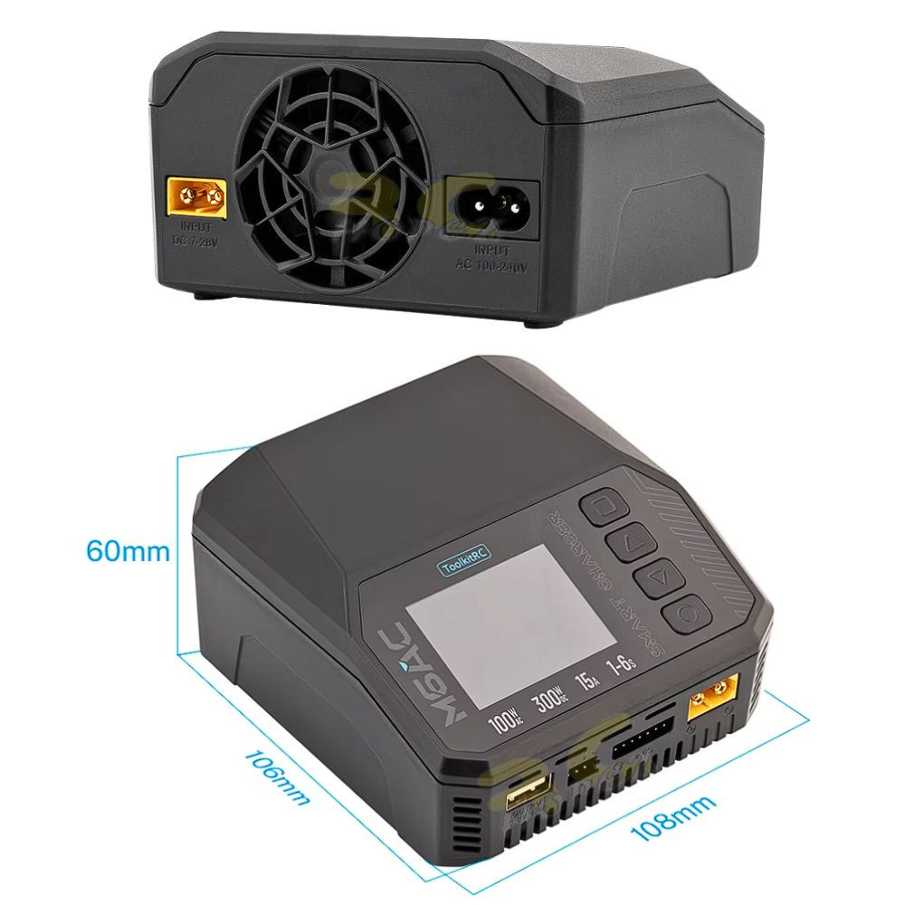 ToolkitRC M6AC Smart Balance Charger 1-6S AC 100W DC 300W 15A For Lipo LiHV LiFe NiMh LiIon ...