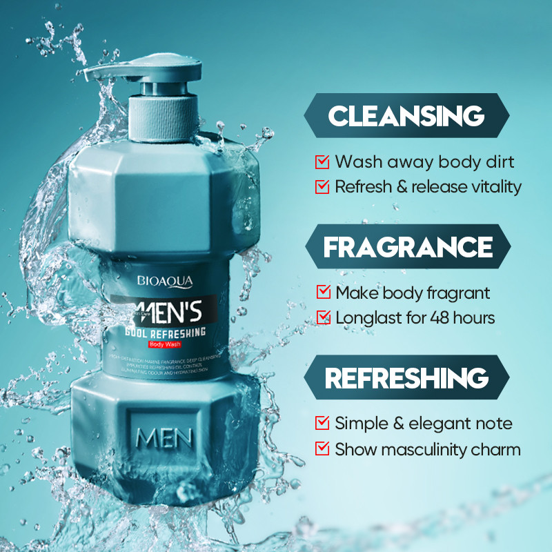 BIOAQUA Men Oceans Cool Refreshing Body Wash Long Lasting Fragrance ...