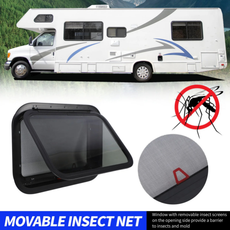 RV External Push Window Mesh Screen UV Proof Support Rod RV Exit Window ...