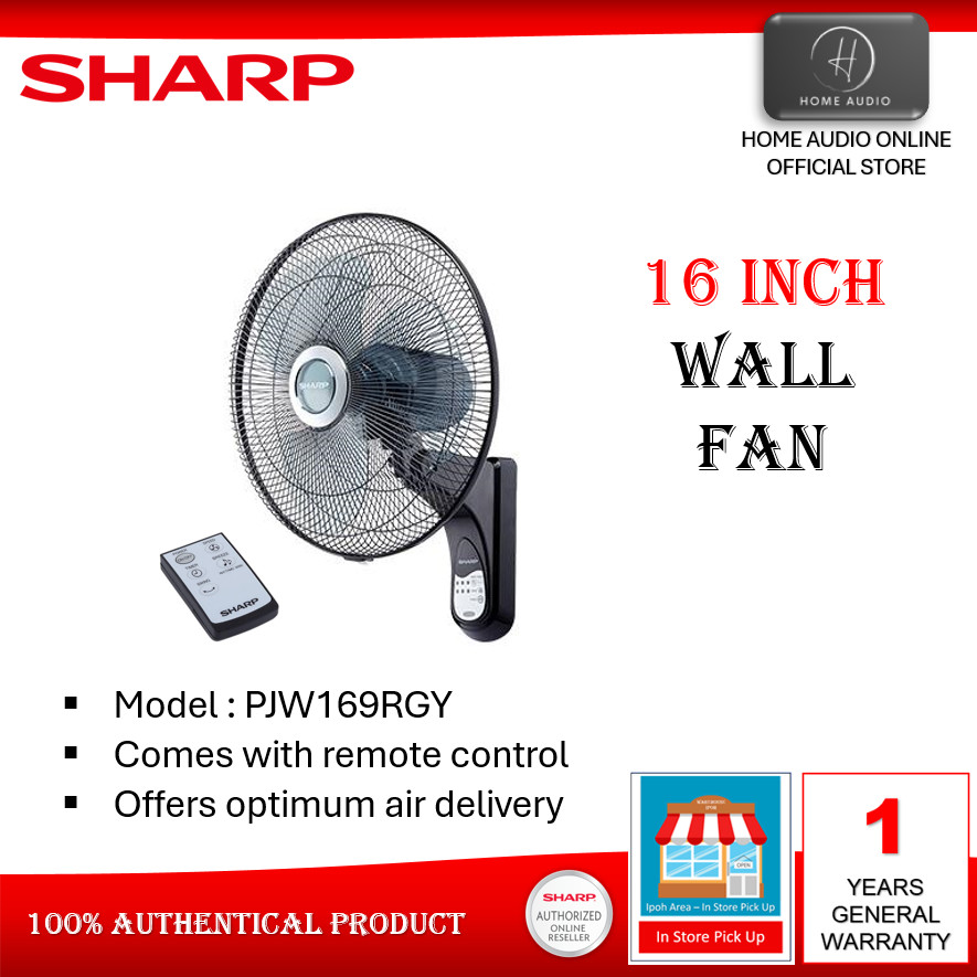 Sharp Wall Fan 16 Inch Remote Control Wall Fan Sharp - PJW169GY ...