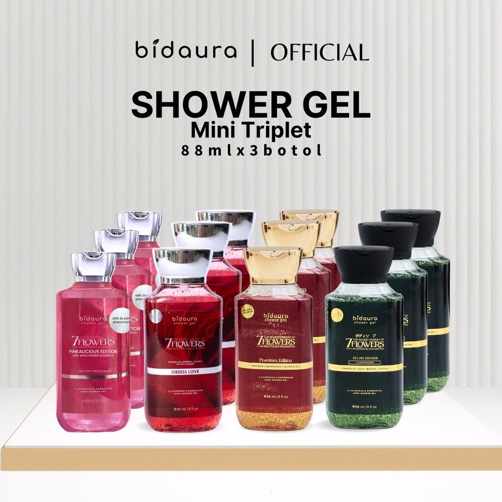 Bidaura Pakej Mini Triplet 88ml (3pcs) Aura 7 Bunga Body Wash Shower ...