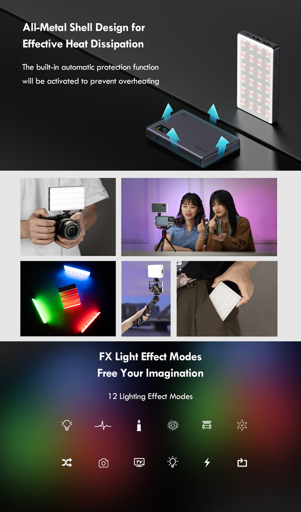 SmallRig RM120 RGB Video Light [3808] Professional Photography Studio ...