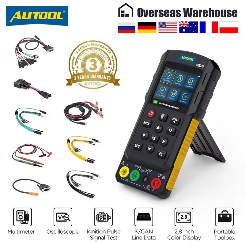 AUTOOL DM303 Auto Diagnostic Multimeter Car Circuit Tester with K/CAN ...