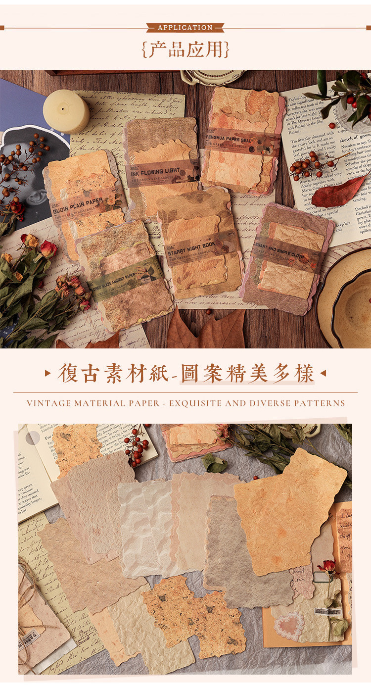 28 Sheets Vintage Material Paper Base Decorative Background Paper Hand ...