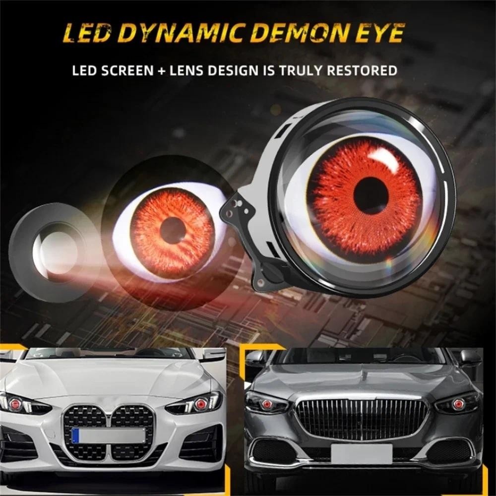 1Pair LED Dynamic Devil Eyes Lights 12V-36V Car Headlight Retrofit Eyes ...