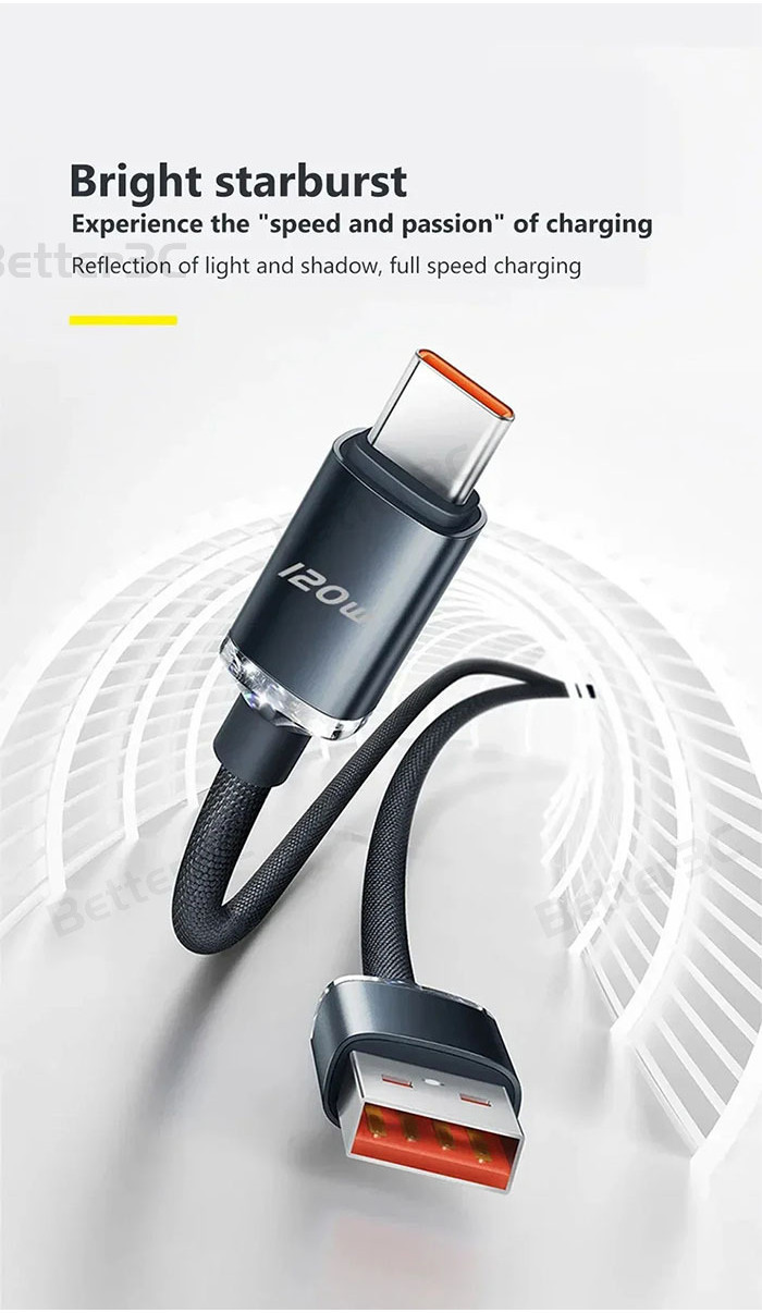6A Super Fast Charging USB to Type C Cable 120W Phone Charger Data ...