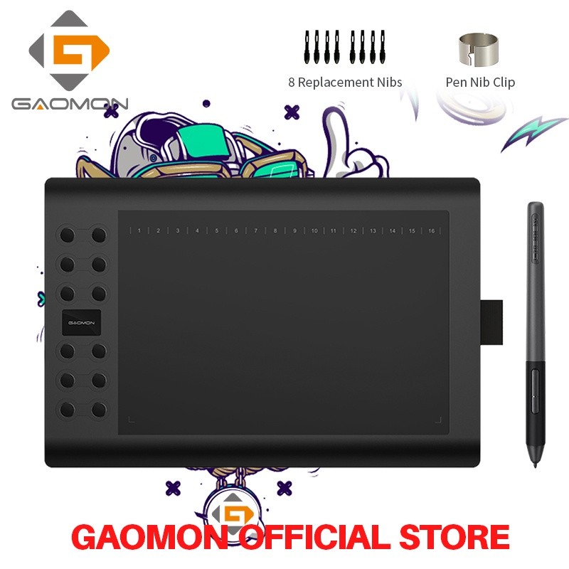 in stock GAOMON M106K PRO Drawing Tablet Graphics with 12 Shortcut Keys and 8192 Levels Passive ...