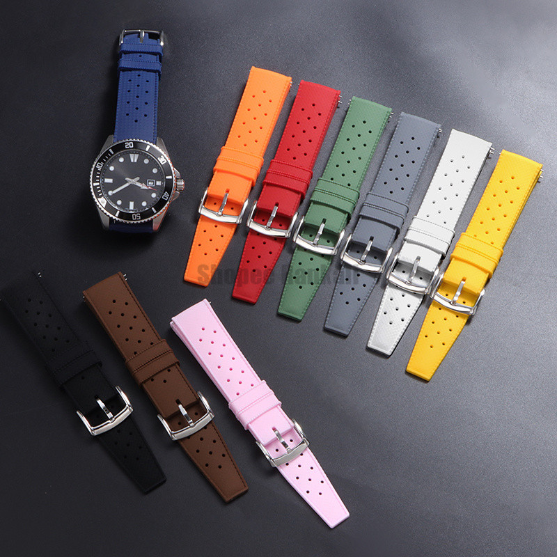 Universal Silicone Rubber Watch Strap 20mm 22mm Quick Release Soft ...