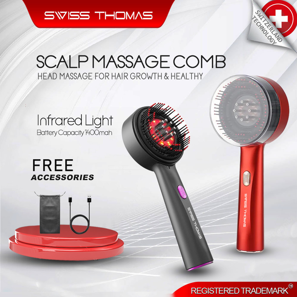 Swiss Thomas Scalp Massage Comb Infrared Light Head Massager For Hair ...