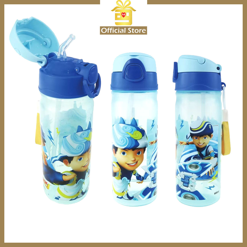 Boboiboy Water Bottle Kids 600ml With Straw BPA Free Botol Air Budak ...