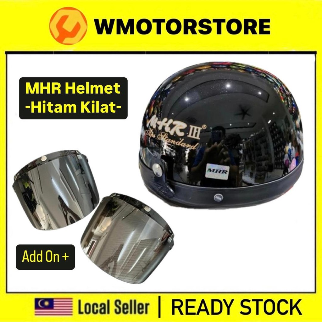 100% Original MHR III Steng Kura Kura Half Cut Helmet BOGO VISOR TINTED BLACK HELMET TOPI ...