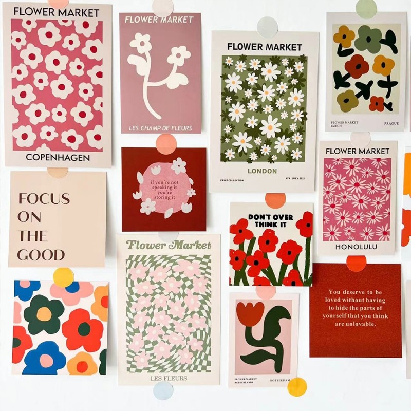 Ins Style Wall Decoration Card Flower Element Series Stickers Room ...
