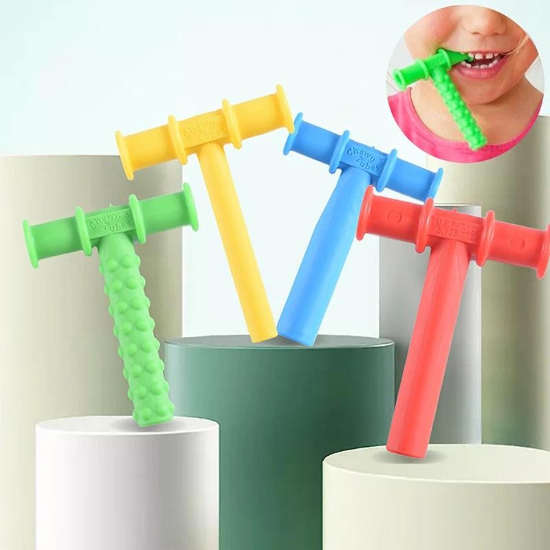 T-shaped Chewing Tube Kid Chewing Tube Speech Therapy Teeth Massager ...