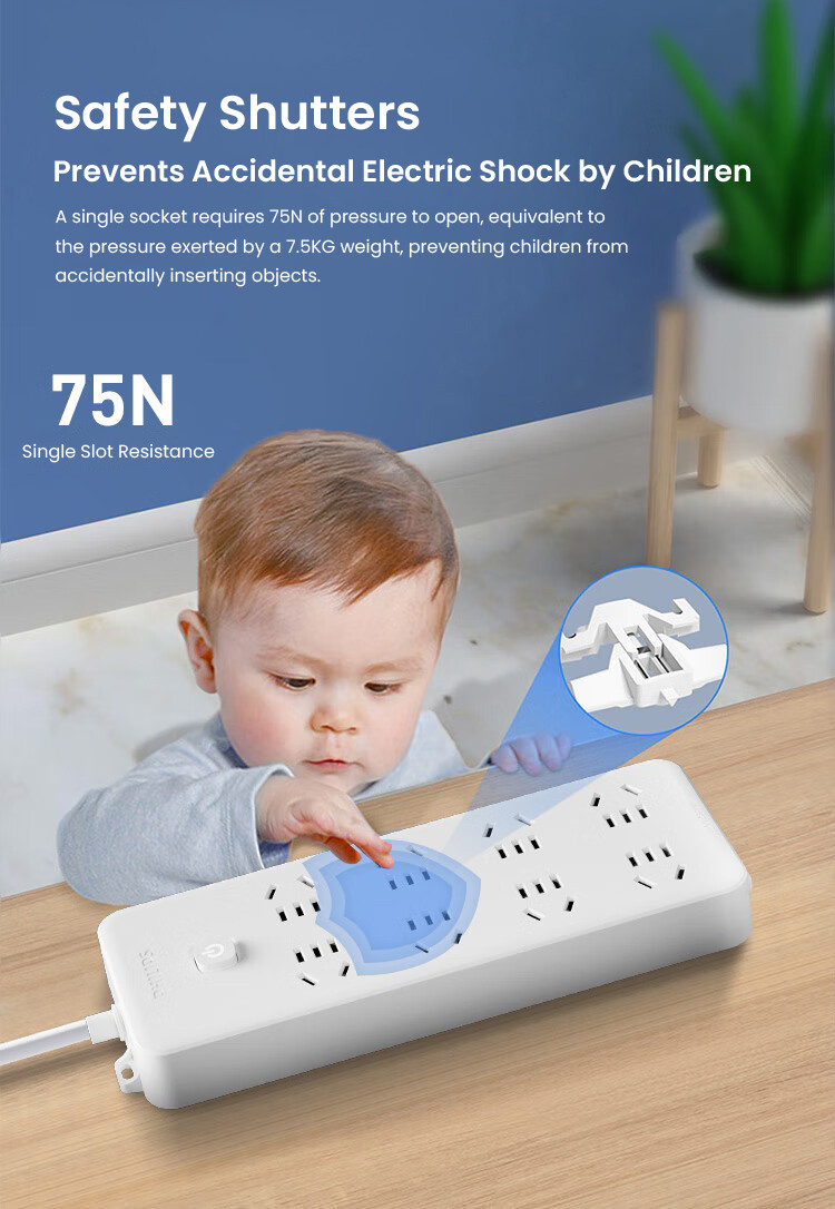 Philips Power Strip 10 Five-Hole Sockets Strip Socket Patch Board Usb ...