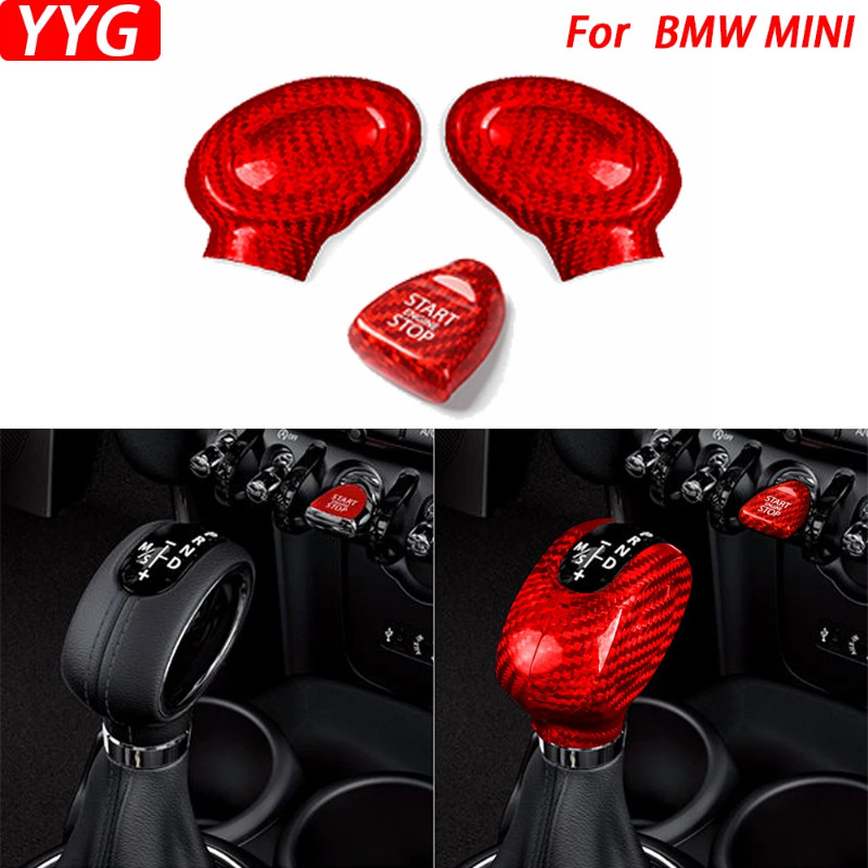 For BMW MINI F54 F55 F56 F57 F60 Red Carbon Fiber Gear Shift Knob ...