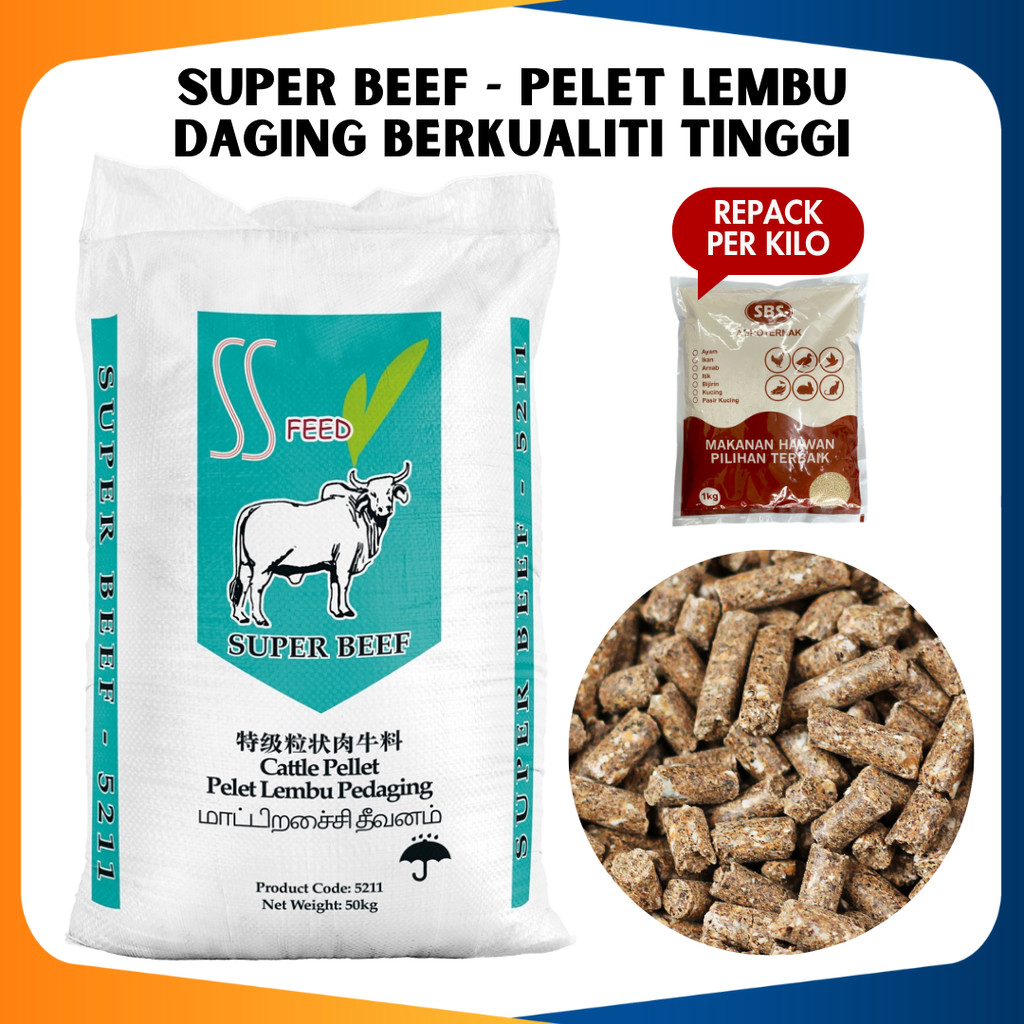 [1KG] [REPACK] [5211] SUPER BEEF CATTLE PELLET | PELET LEMBU PEDAGING BERKUALITI TINGGI ...
