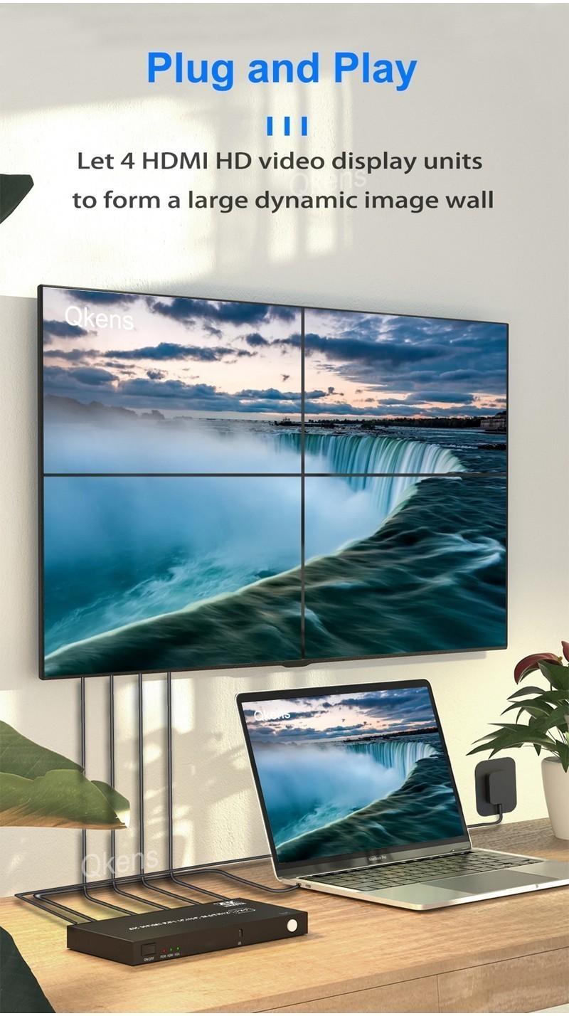 4K 2x2 HDMI Splicing Matrix Video Wall Controller 1080P HDMI VGA Multi ...