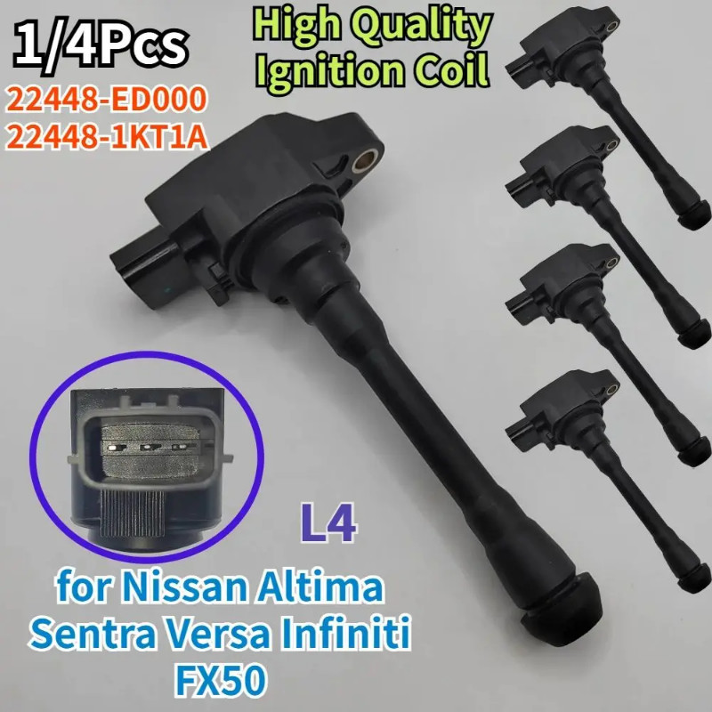 1/4Pcs Car Ignition Coil 22448-ED000 22448-1KT1A 5C1753 C1696 for Infiniti Nissan Altima ...