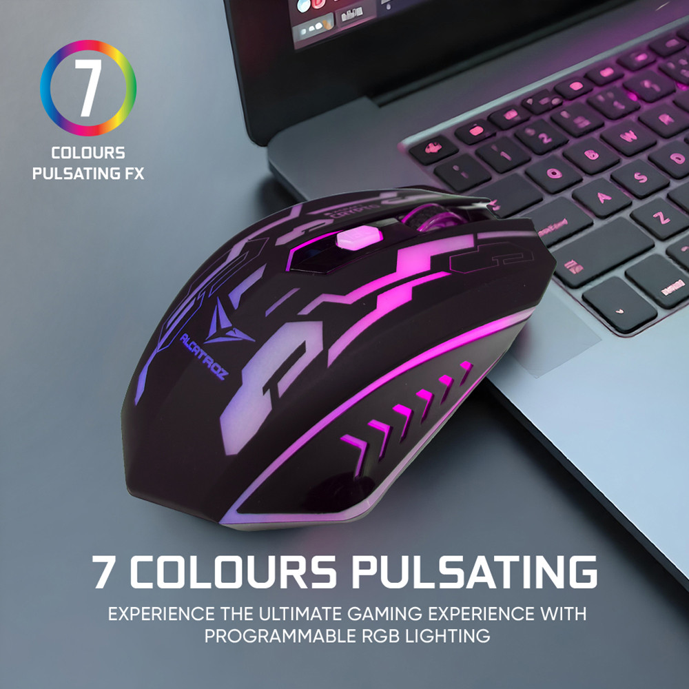 Alcatroz X Craft 2400 CPI High Definition Gaming Mouse 7 Colour Light ...