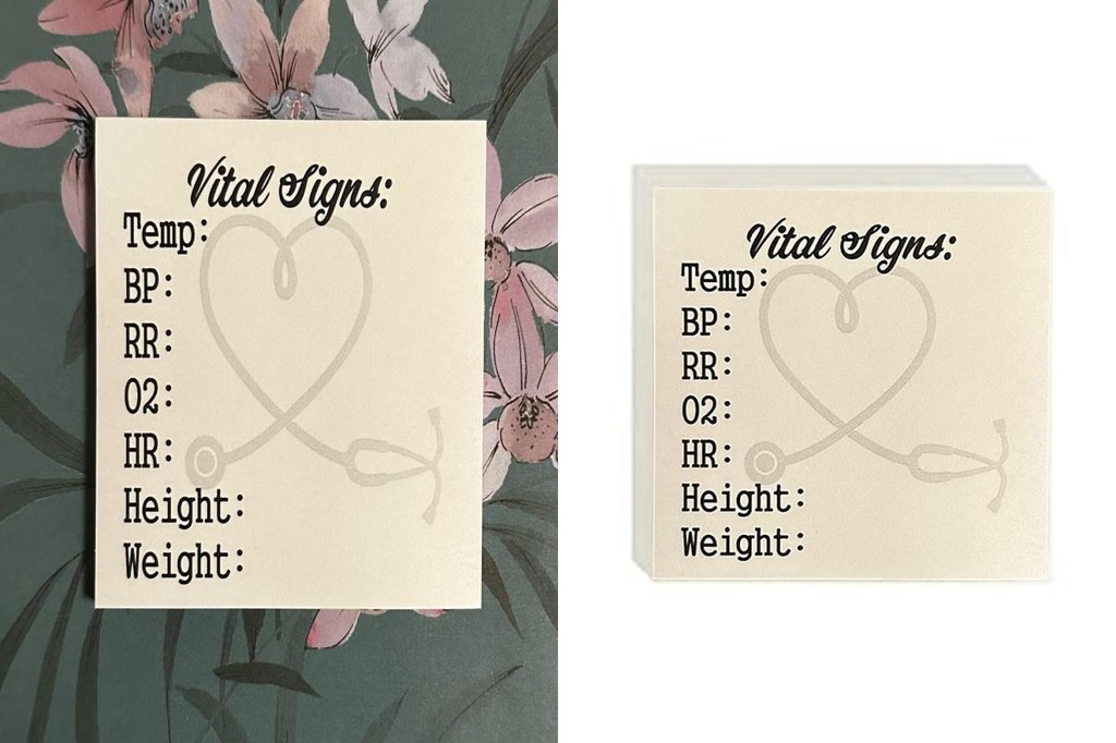 Love Pattern Medical Stickers Portable Vital Sign Notes 50 Sheets Vital ...
