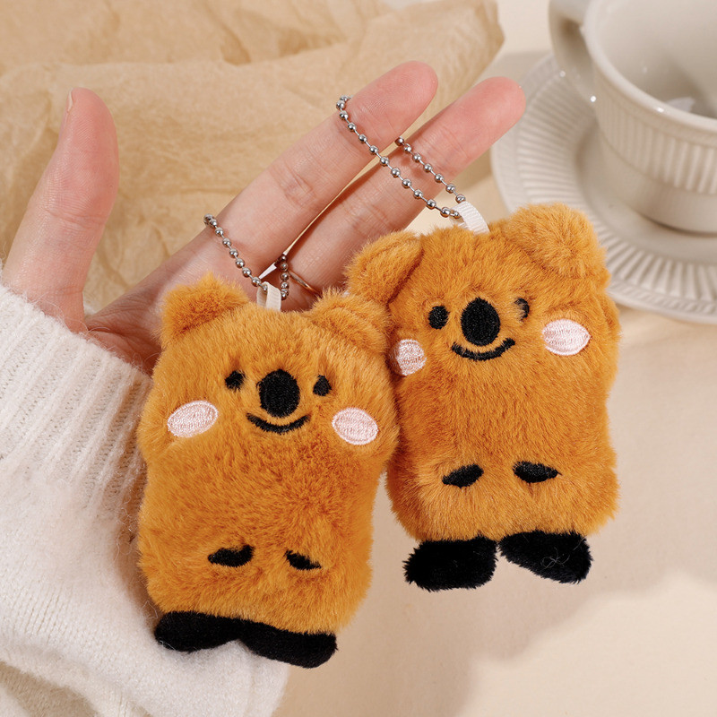 Cartoon Plush Squeaky Dog Keychain - Cute Animal Bead Chain Pendant ...