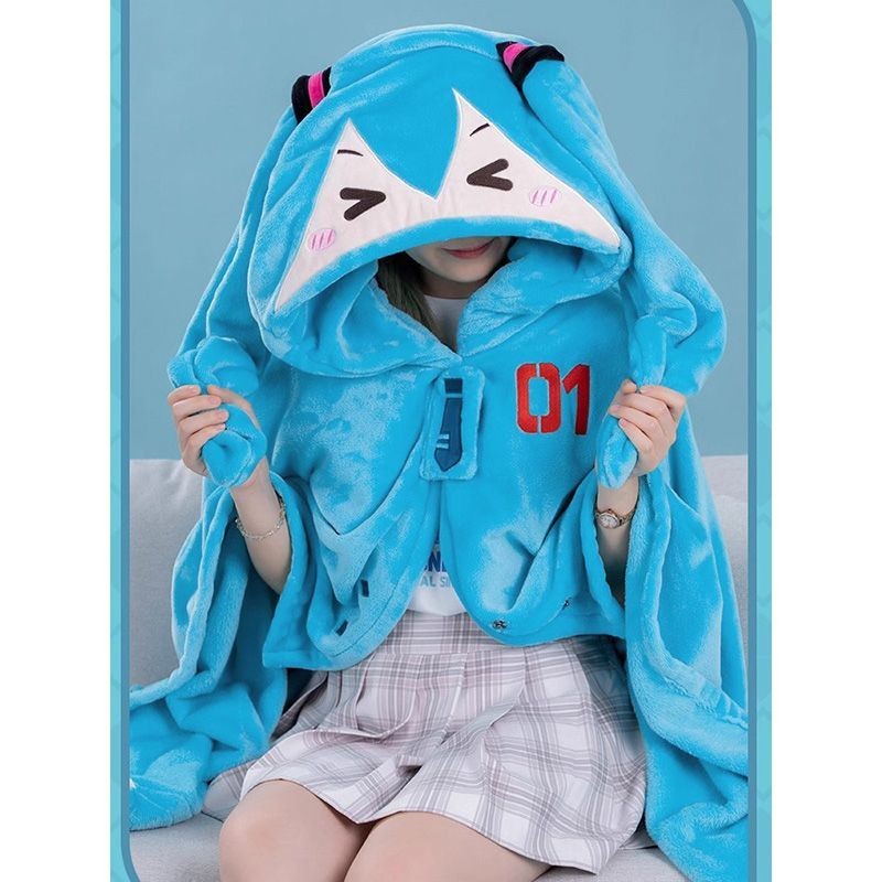 💙现货💙Hatsune Miku Doll Hooded Air Conditioning Blanket Flannel Small ...