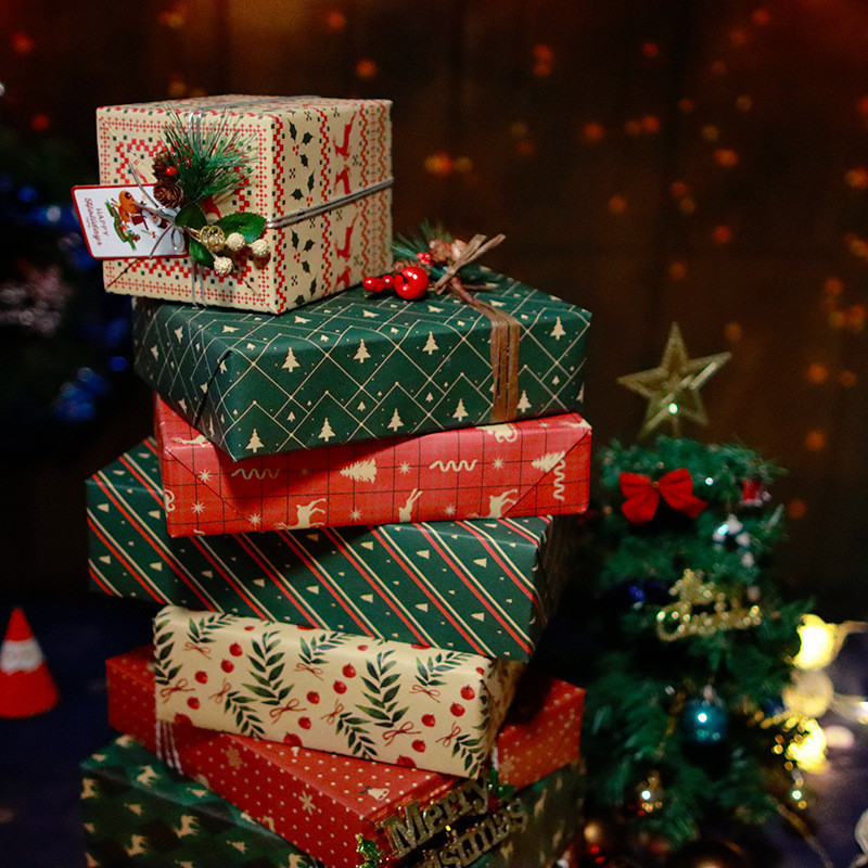1/2Pcs Multiple Styles Christmas Packaging Paper - Gift Box Wrapping ...