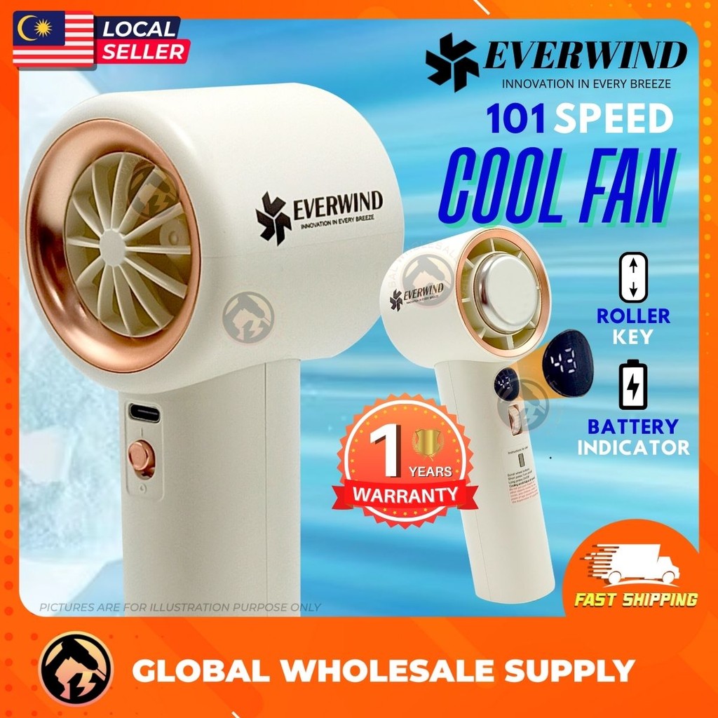 EVERWIND 101 SPEED Fan Mini Rechargeable Fan Kipas Angin Kipas Mini ...