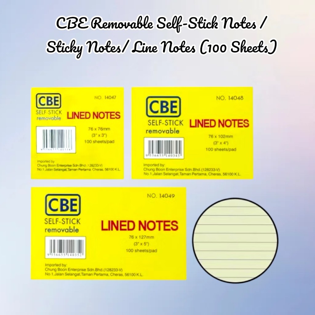 【READY STOCK】CBE Removable Self-Stick Notes /Sticky Notes/ Line Notes ...