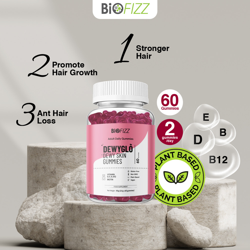 BIOFIZZ Halal DewyGlo Dewy Skin Gummy Anti-Hair Breakage and Hair Loss ...