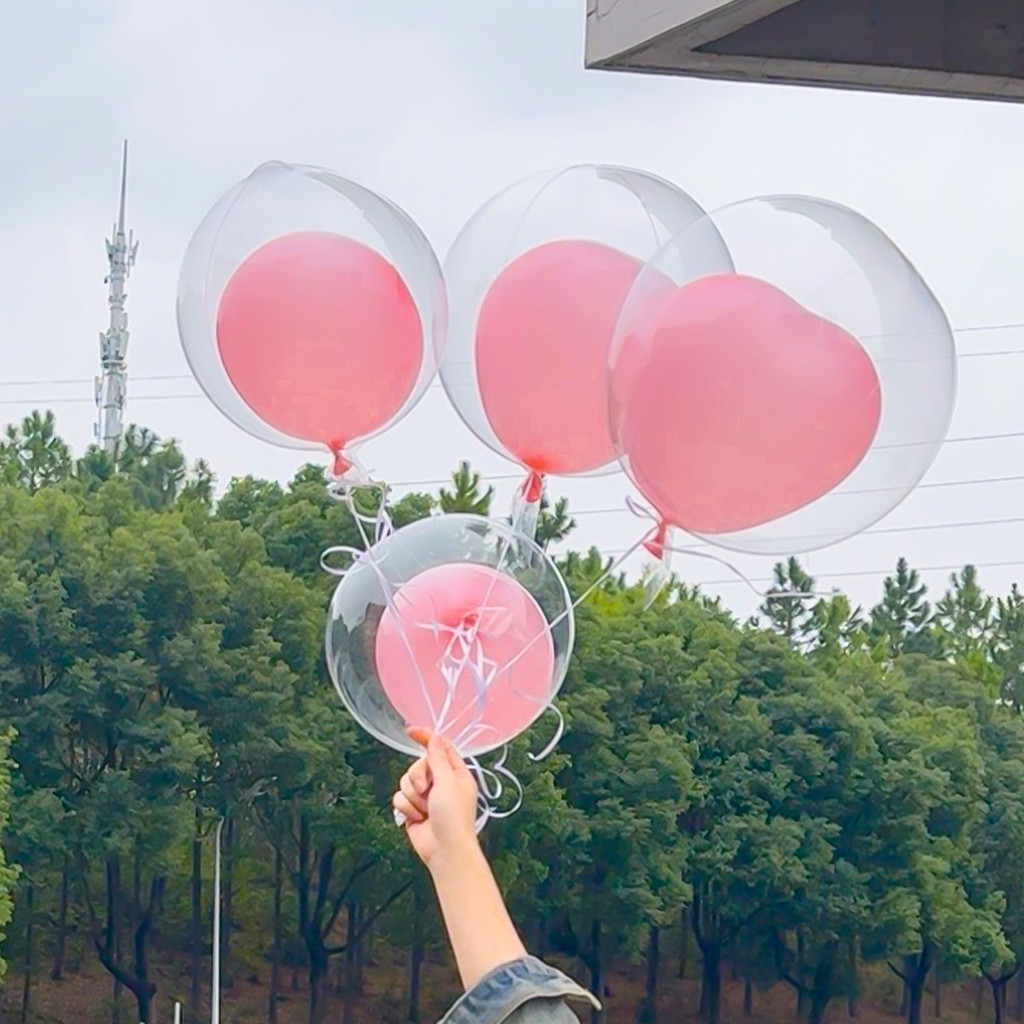 10/5/2Pcs Double-deck Heart Bobo Balloons - INS Pink DIY Valentine's ...