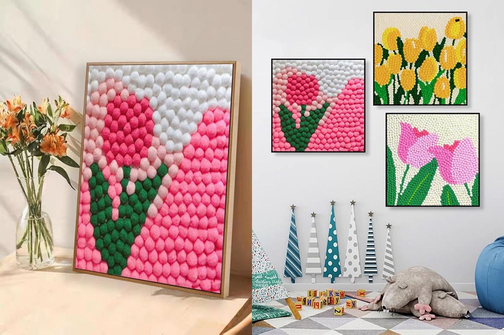 Ou Non-toxic Pom Poms Pom Pom Painting Kit Colorful Pom Pom Art Set for ...