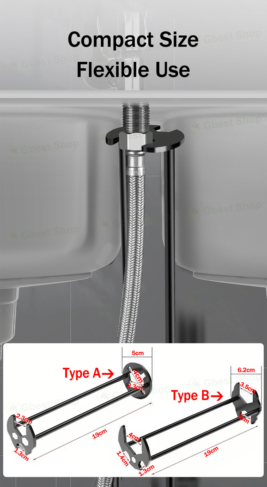 11in1 High Carbon Steel Faucet Wrench Sink Basin Spanner repair Tool ...