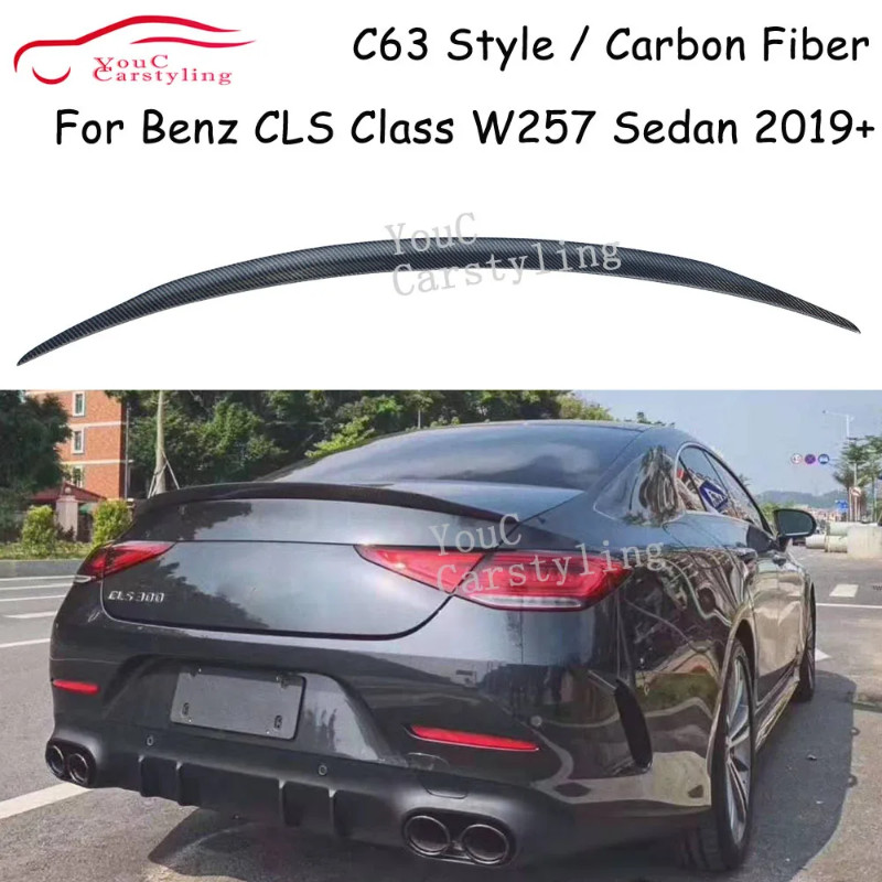 C63 Style Carbon Fiber Rear Spoiler Wing for Mercedes CLS Class C257 ...