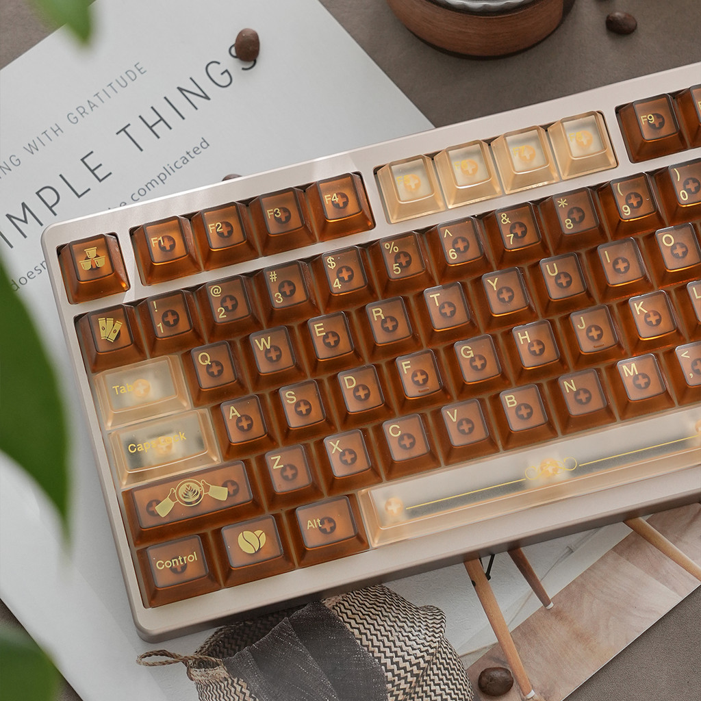 KeyGenius Coffee House Keycaps Foggy Transparent Brown PC Cherry ...
