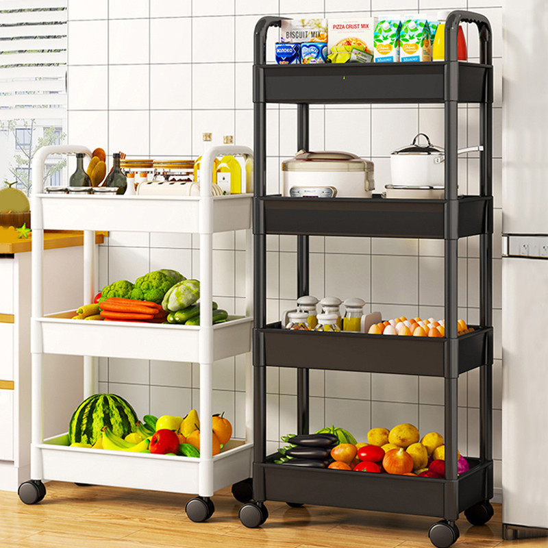 3/4/5 Tiers Multifunction Storage Trolley Rolling Cart Office Shelves ...
