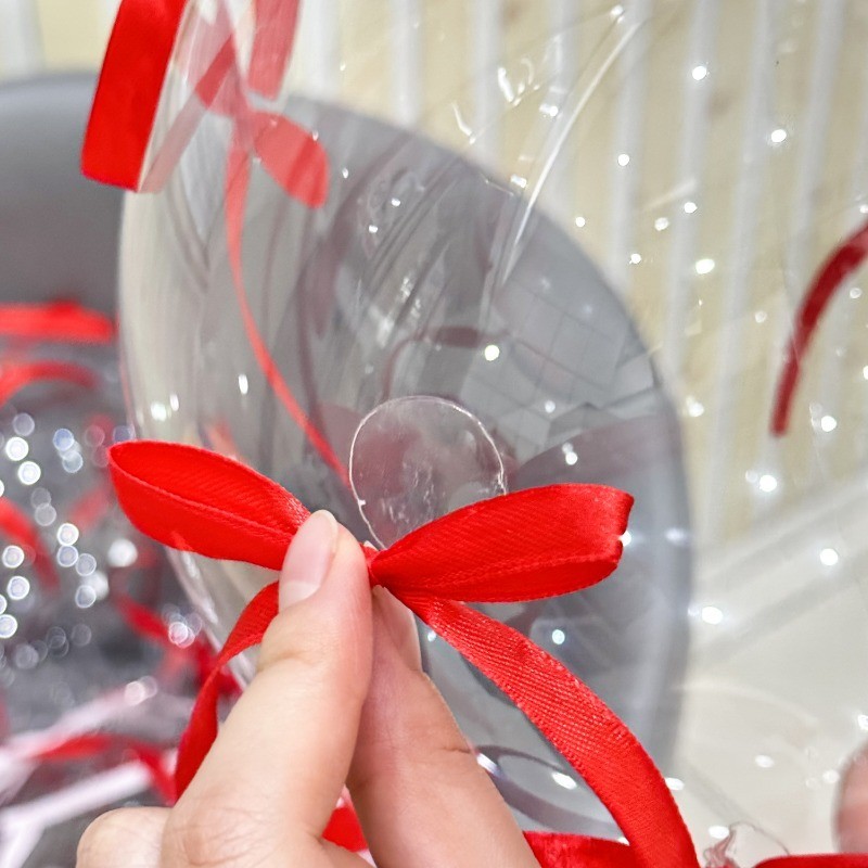 Delicate Red Pink Satin Ribbon Bows Balloon Transparent Bobo Ball DIY ...