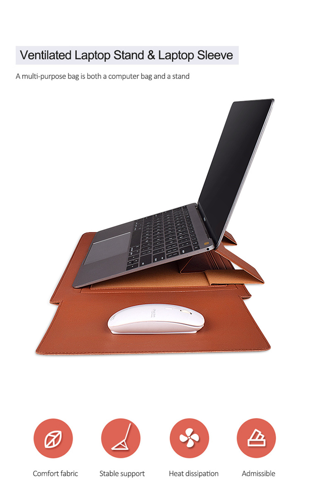 13/14/15 inch Laptop Sleeve Bag with Stand for Macbook Air Pro Case PU ...