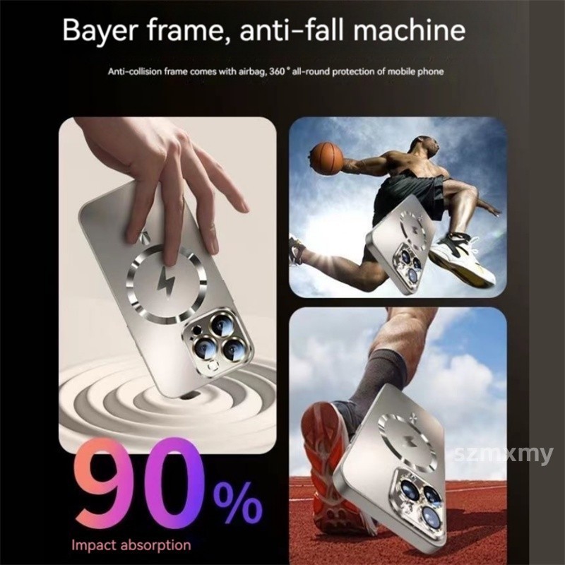 AG Titanium Grey Tempered Glass Magnetic Phone Case For iPhone 15 13 14 ...