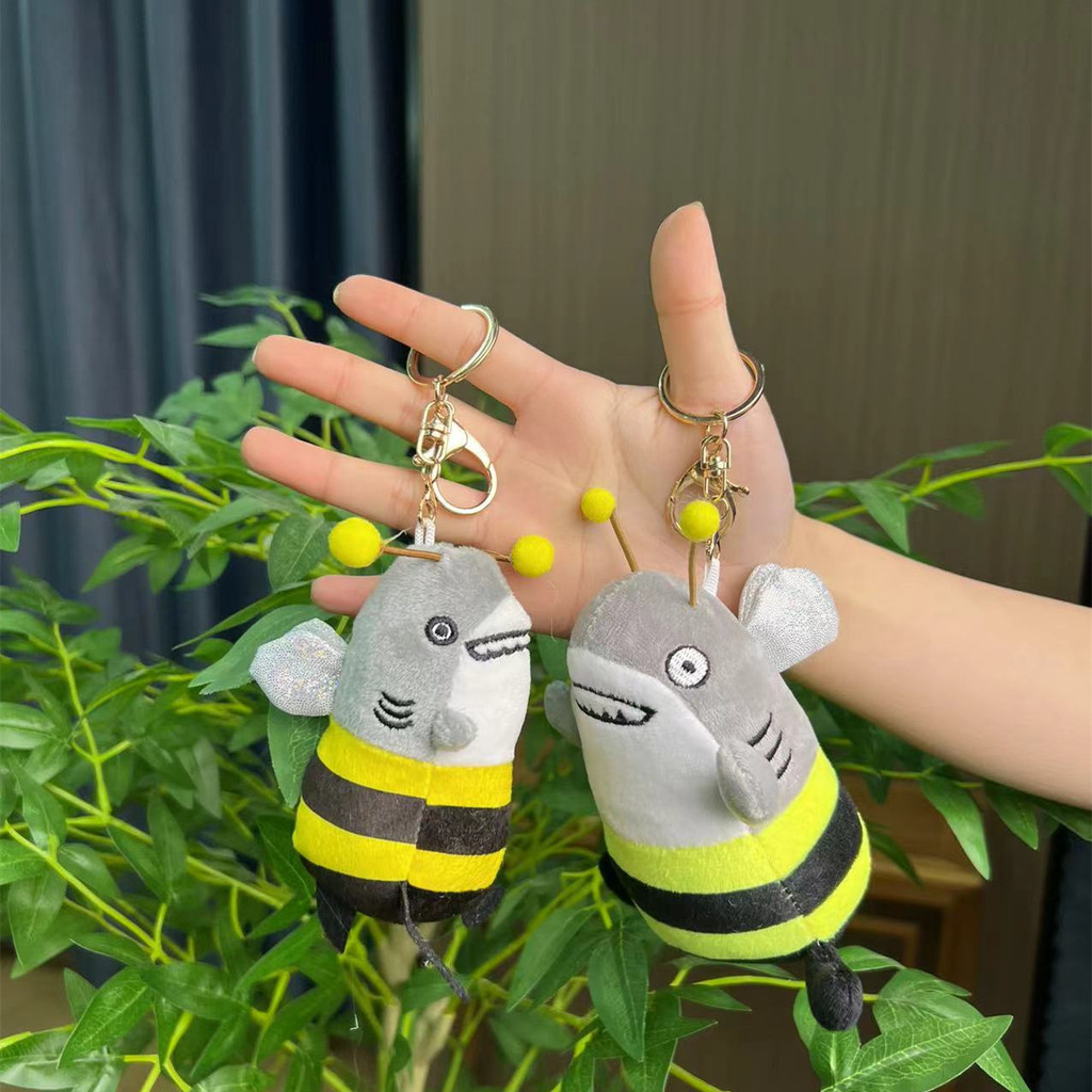 Soft Cuddly And 13cm Shark Bee Plush Toy Keychain Ideal For And Kids ...